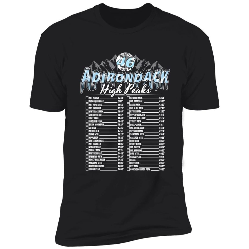 46 Adirondack Mountain Winter Checklist T-Shirt