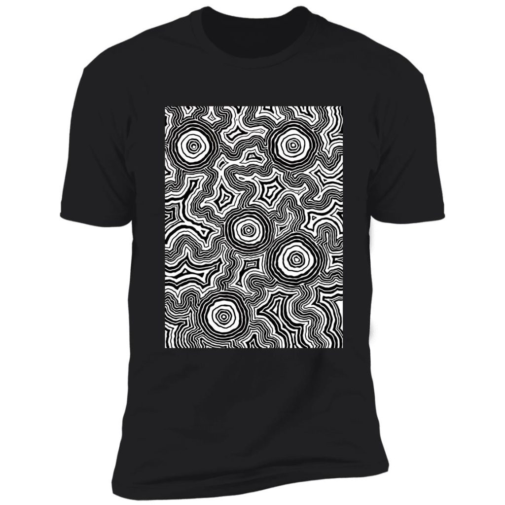 Authentic Aboriginal Art - Pathways Black & White T-Shirt