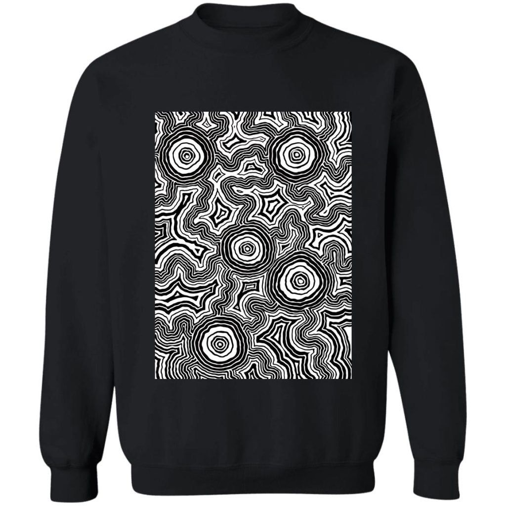Authentic Aboriginal Art - Pathways Black & White T-Shirt