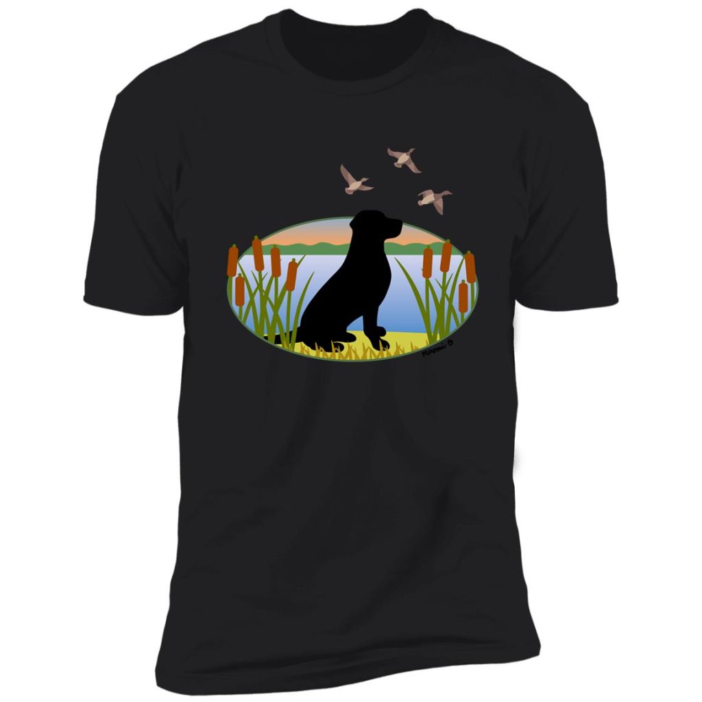 Black Labrador Retriever Hunting Dog Sunset T-Shirt
